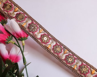 Sky Blue Sequin & Zari Work Lace Border, Beautiful Indian Sari Lace Trim, Wedding Dress ...