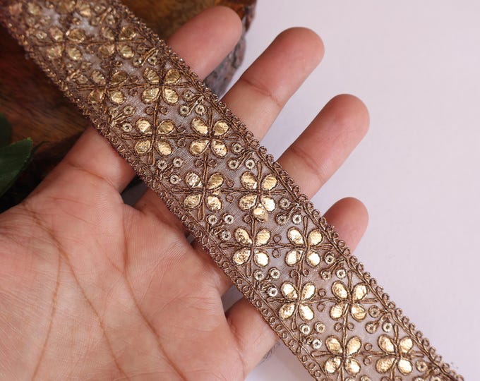 Golden Gota Patti Indian Lace – Embroidered Sari Border Trim, 9 Yards ...