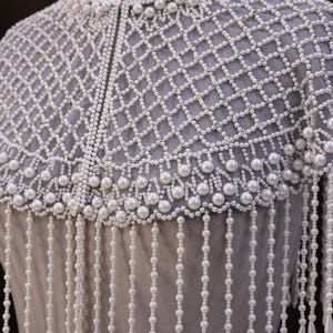 Luna: White Pearl Beaded Cape Wedding & Evening Cover-up Shrug - Etsy