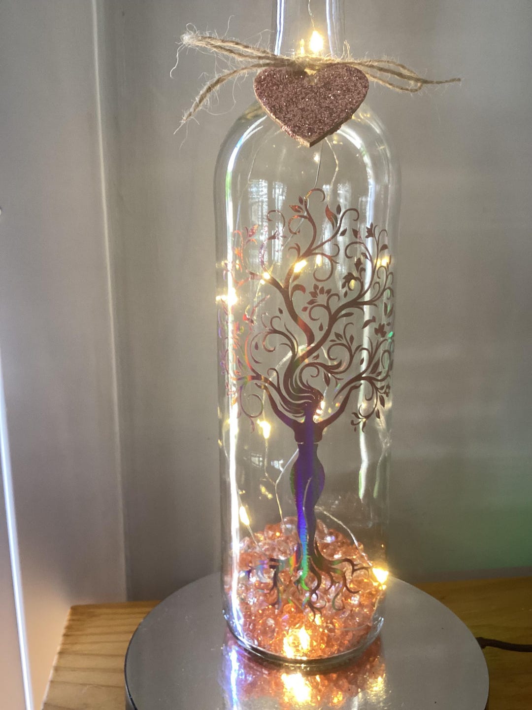 Personalised Woman Tree Light up Wine Bottle, Bottle Lamp, Free Gift ...