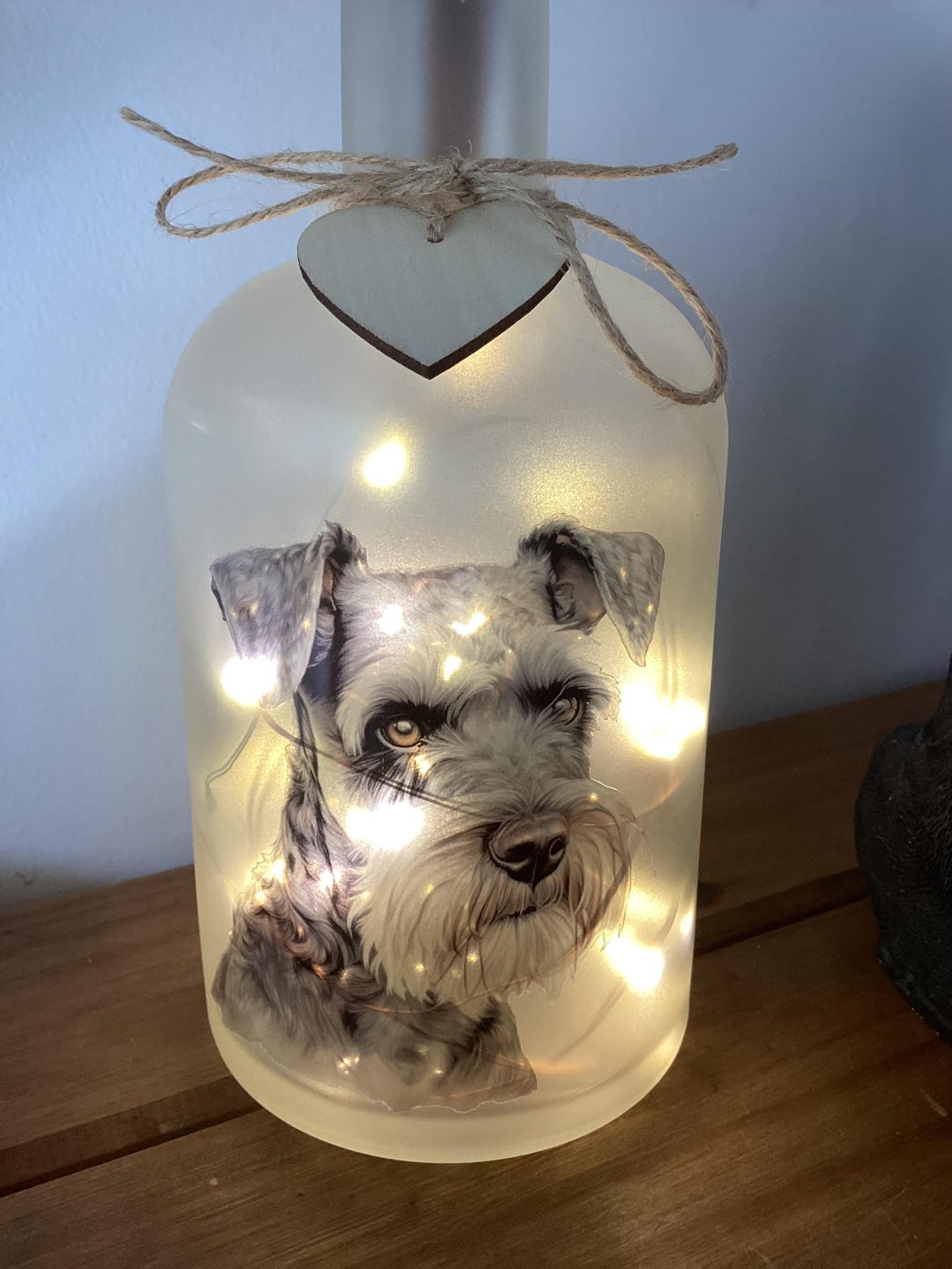 Schnauzer Dog Light up Bottle, Bottle Lamp, Can Be Personalised, Free ...