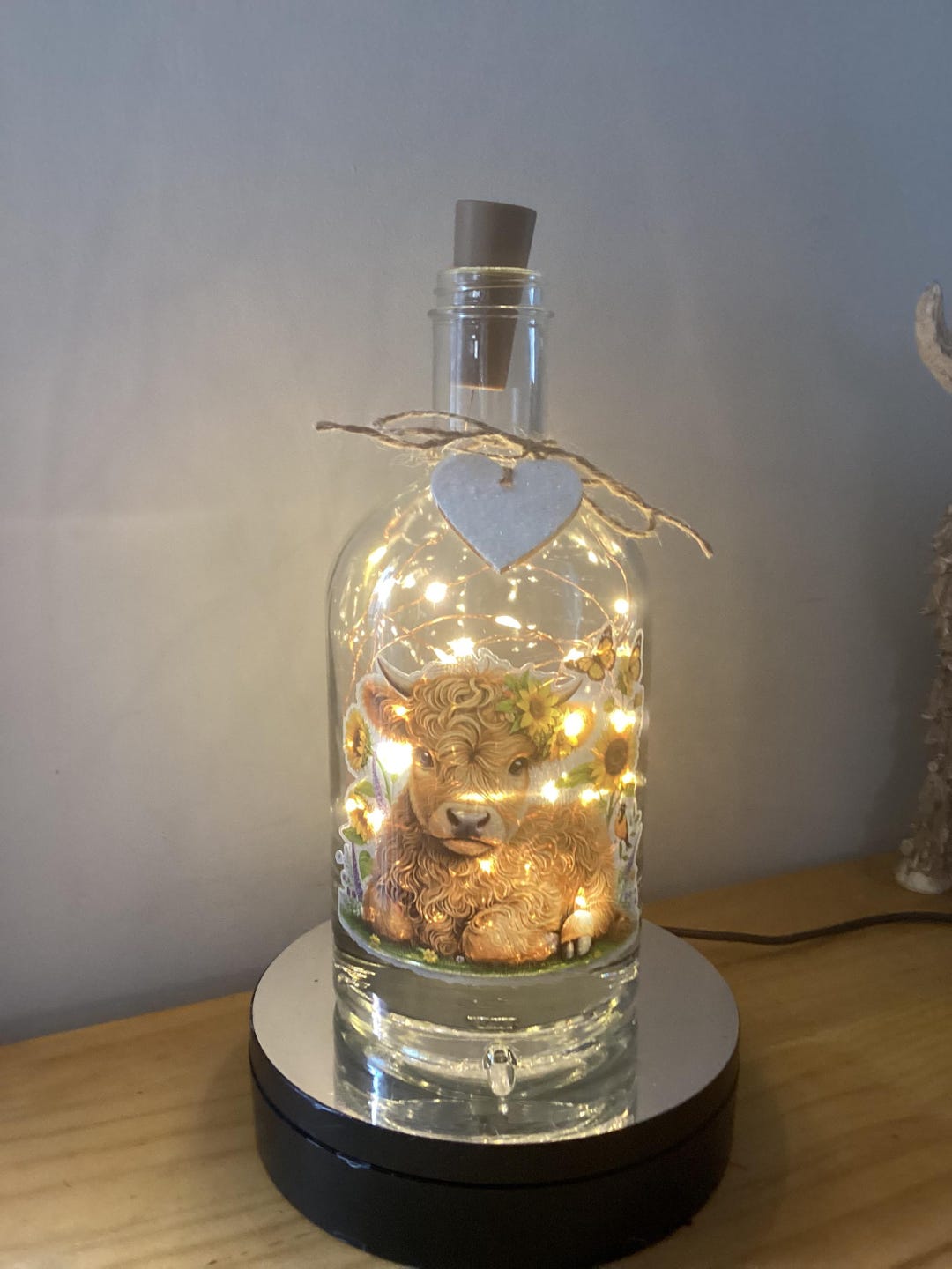 Highland Cow Light up Bottle, Bottle Lamp With Gift Messaging Service ...
