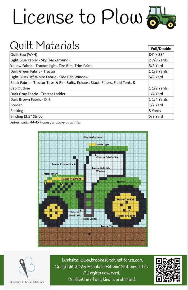 License to Plow - Pixelated Quilt Pattern (instant Download) - Etsy