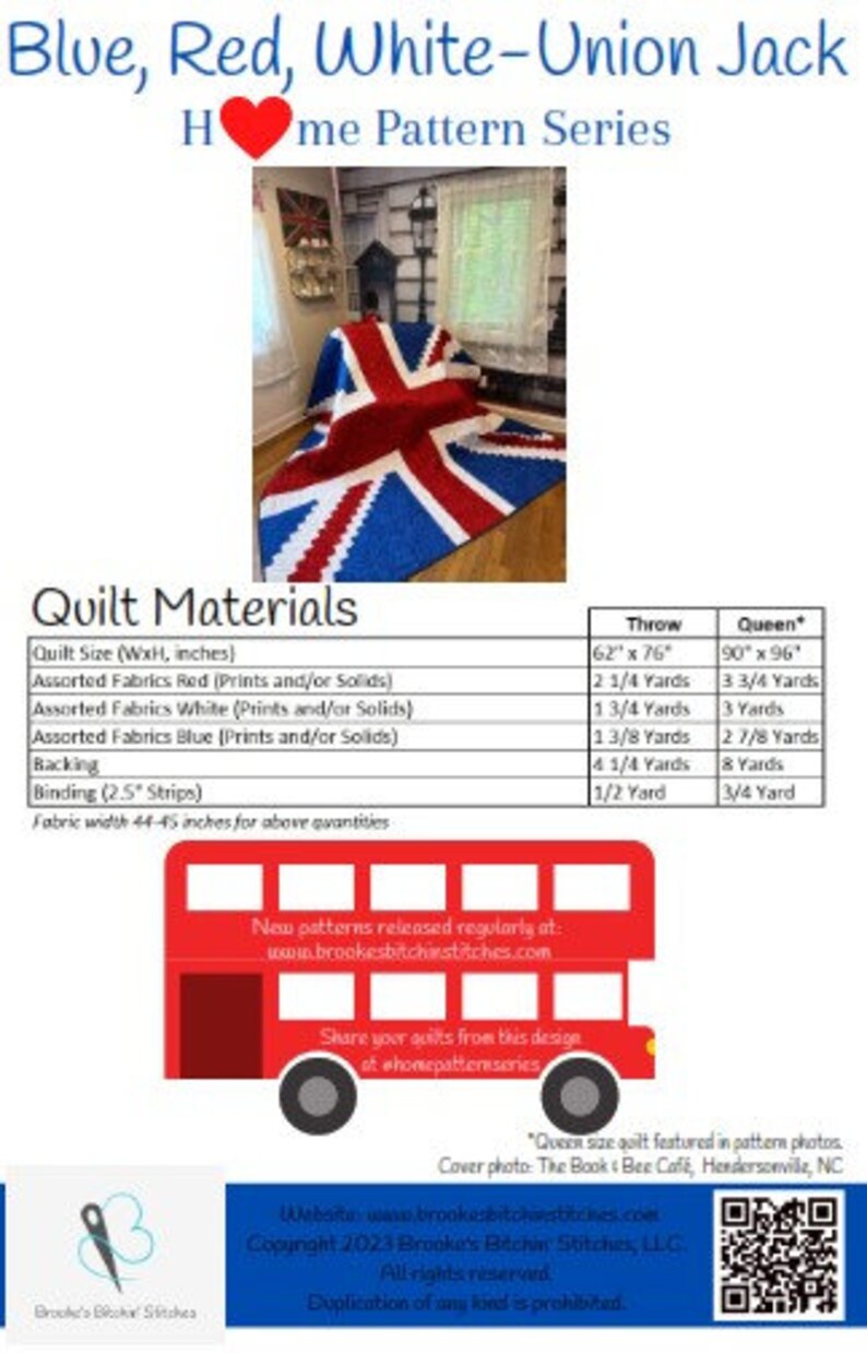 Blue, Red, White, Union Jack- Pixelated Quilt Pattern (digital Download ...