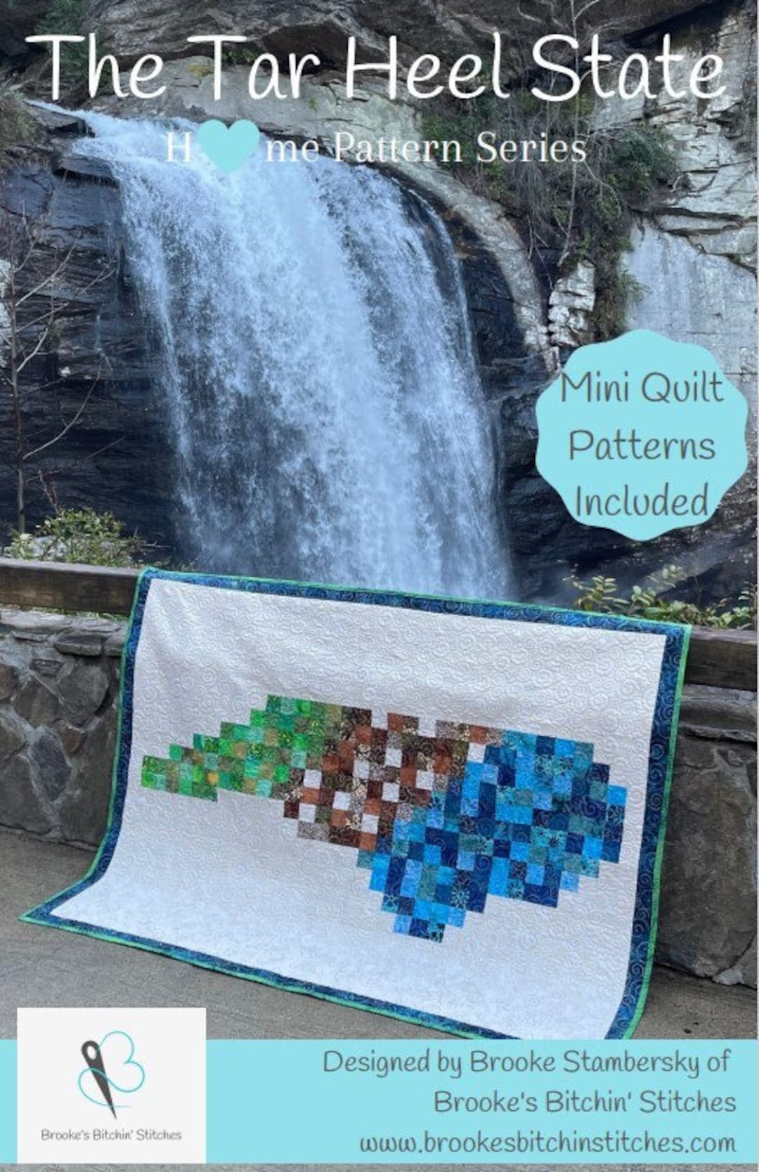 The Tar Heel State - North Carolina Pixelated Quilt Pattern (digital ...