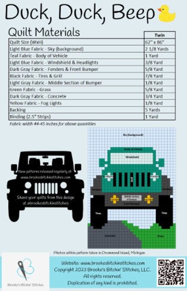 Duck, Duck, Beep- Off-road 4x4 Pixelated Quilt Pattern (digital ...