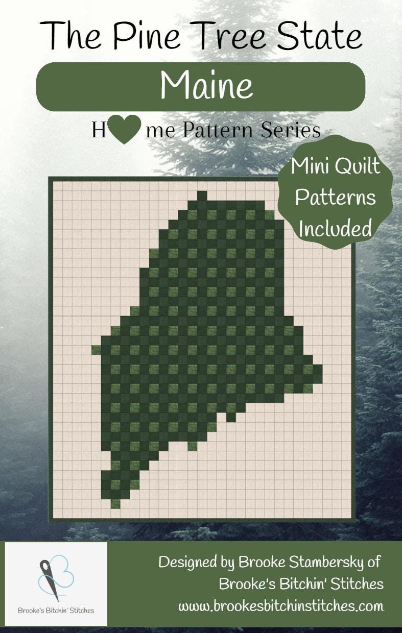 The Pine Tree State - Maine - Pixelated Quilt Pattern (digital Download ...
