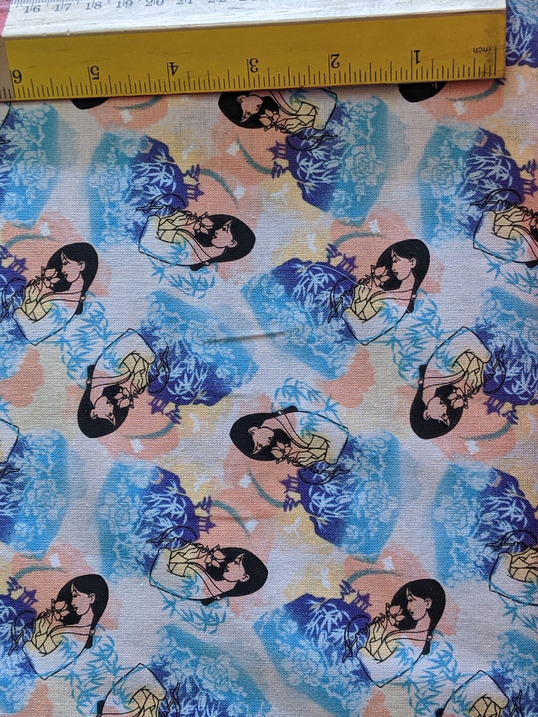 Licensed Disney Mulan Fabric/ Watercolor/ Woman Warrior / 100% Cotton ...