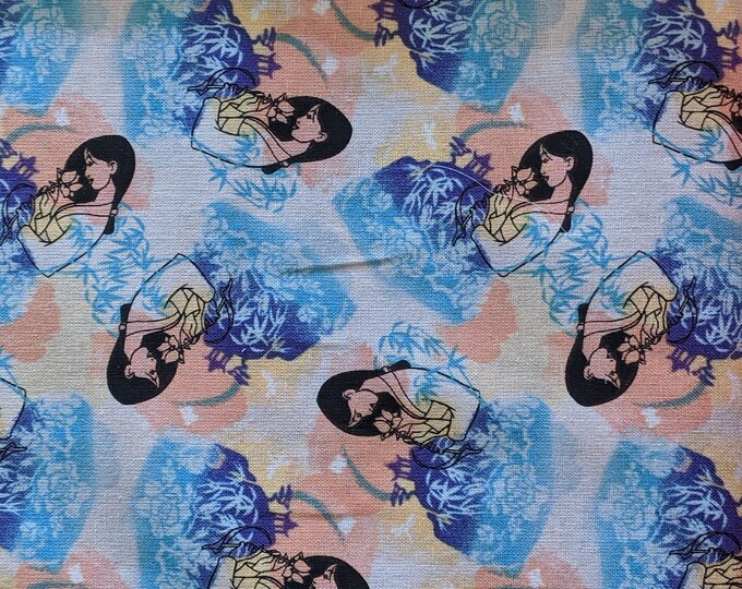 Licensed Disney Mulan Fabric/ Watercolor/ Woman Warrior / 100% Cotton ...