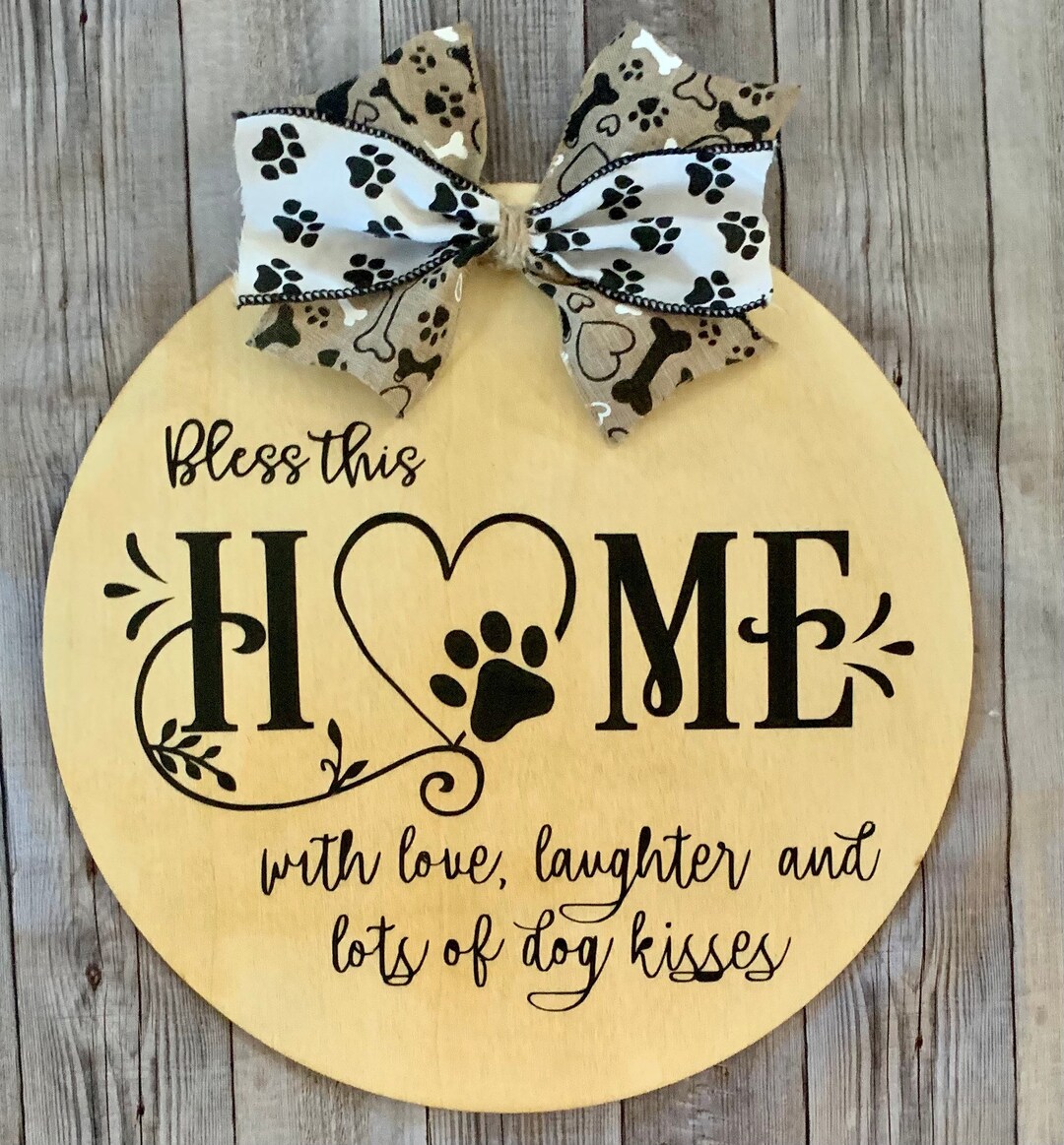 Hand Painted Dog Welcome Sign Door Hanger for Front Door, Farmhouse ...