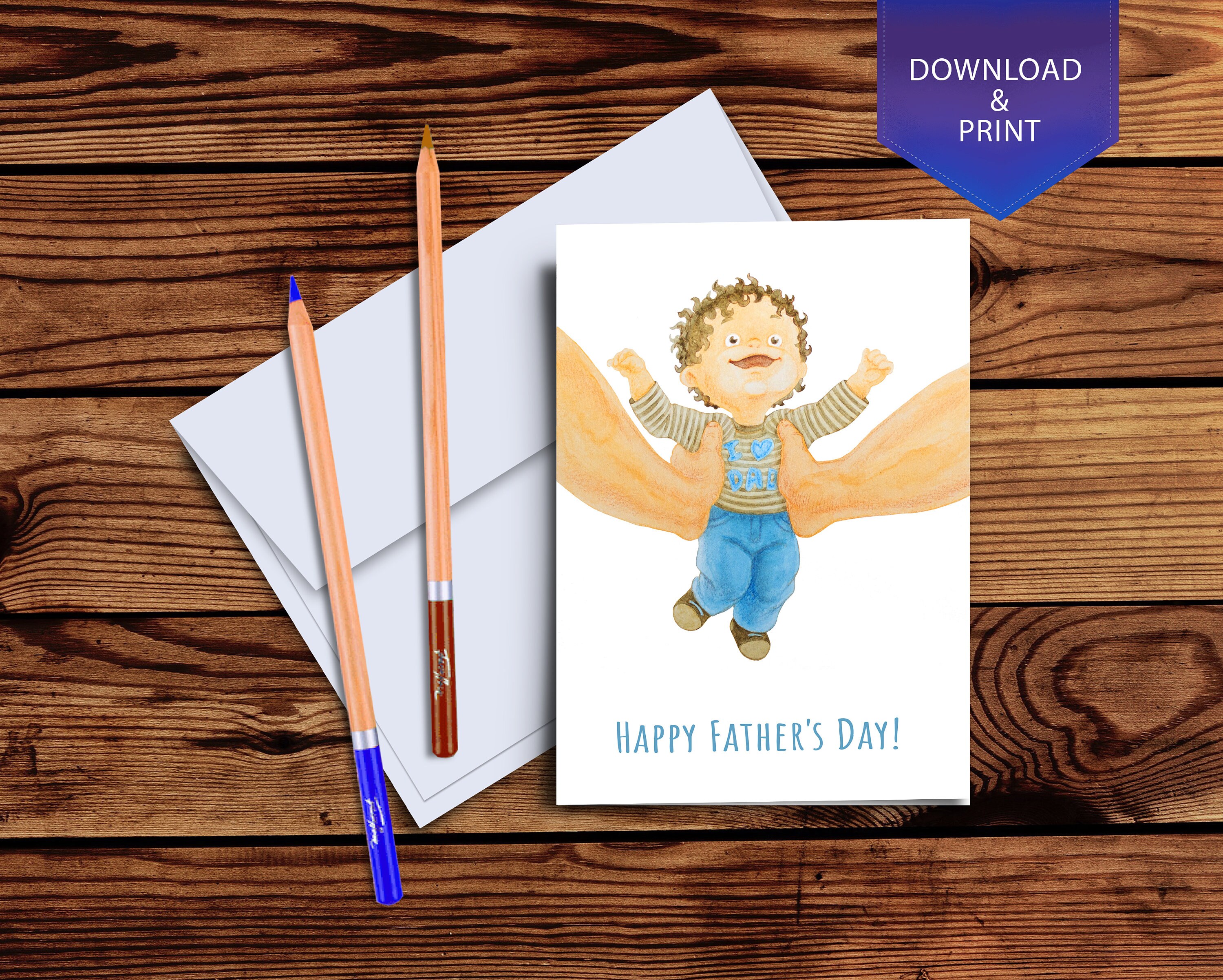 Fathers Day Card Watercolor Card Pdf And Instant Etsy