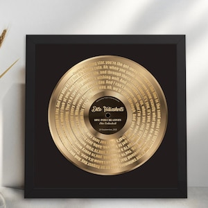 Golden Birthday Gift Idea - Personalized Vinyl Record Framed Print With ...