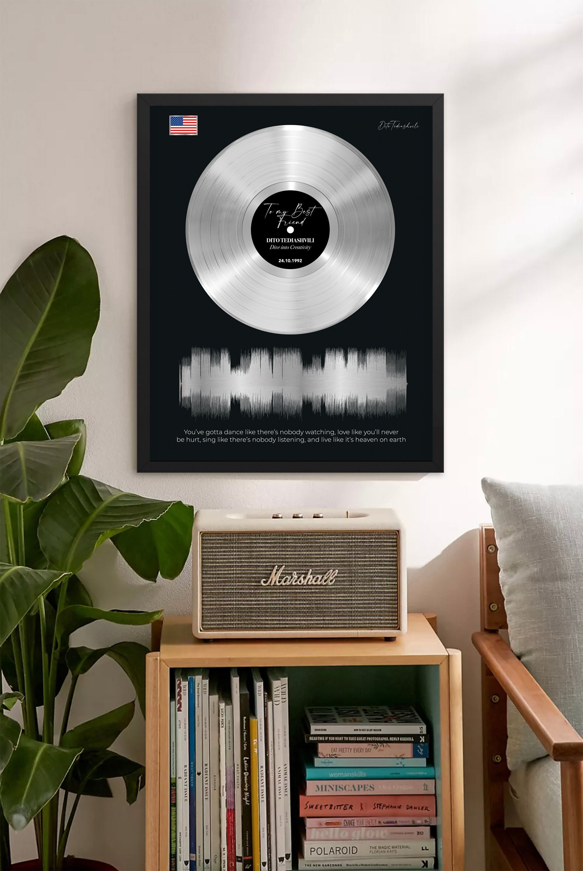Custom Vinyl Record Sound Wave Art From Voice Recording - Unique Gift ...