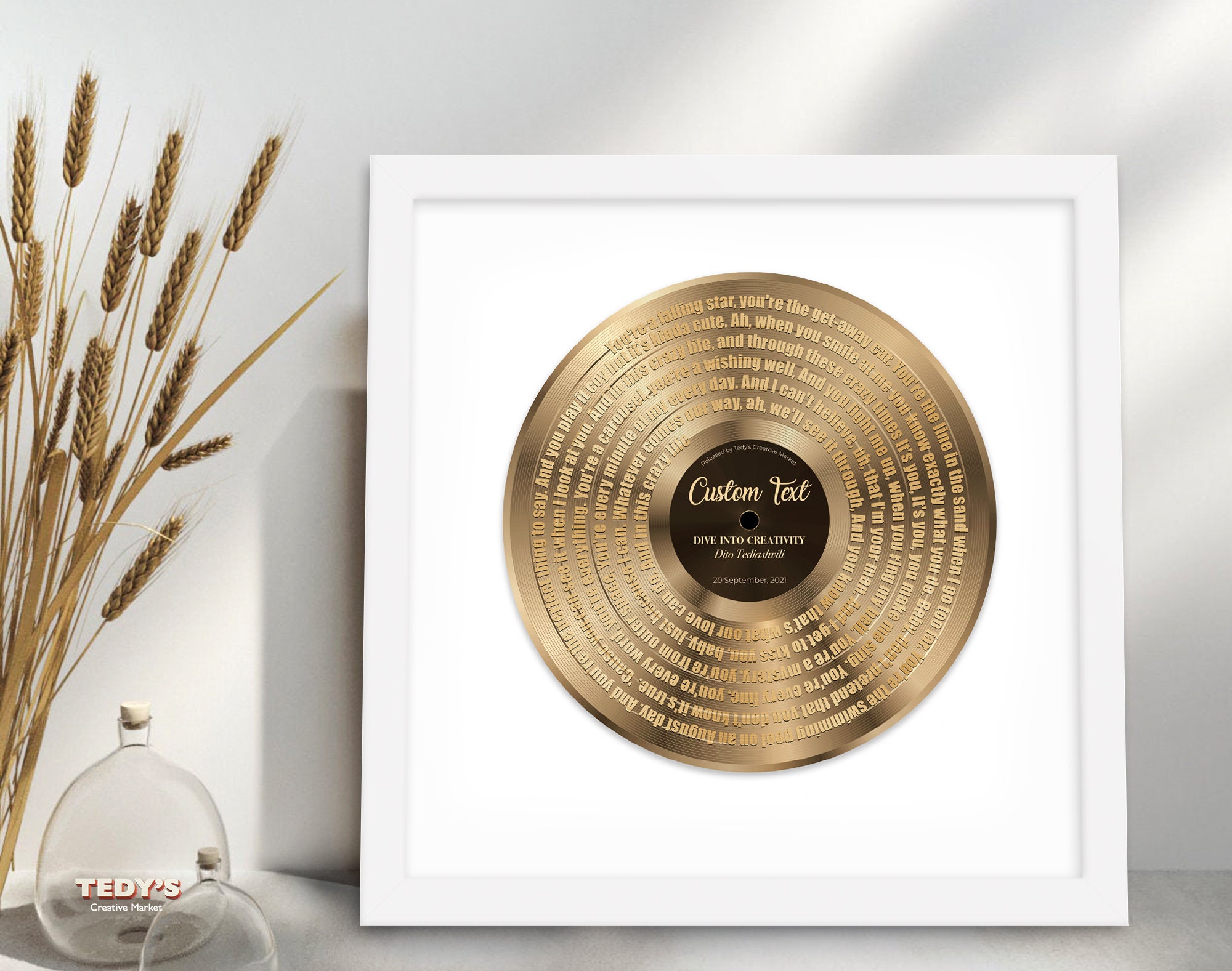 Golden Birthday Gift Idea - Personalized Vinyl Record Framed Print With ...