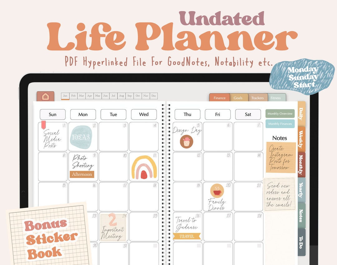 All-in-one Digital Planner, Undated Life Digital Planner, Digital ...