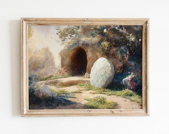 He is Risen | the Tomb is Empty | Jesus Leaving the Garden Tomb | Print ...