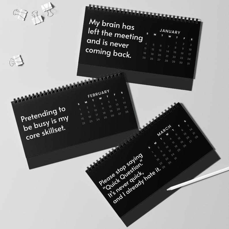 Desktop Calendar, 2026 Funny Office Humor Life Hacks, White Elephant ...
