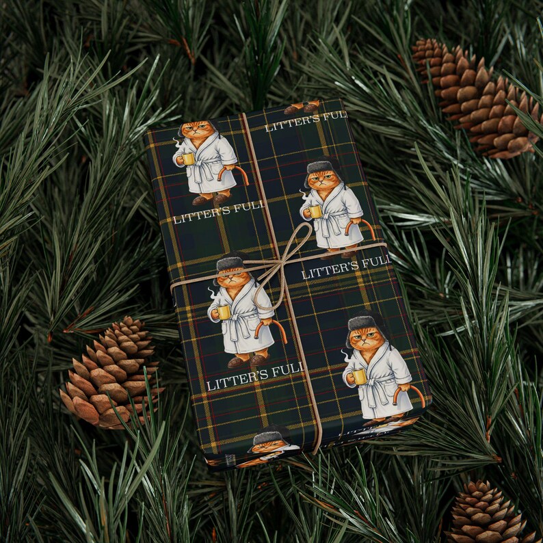 Litter's Full Christmas Vacation Cat Wrapping Paper, Litters Full Cat ...