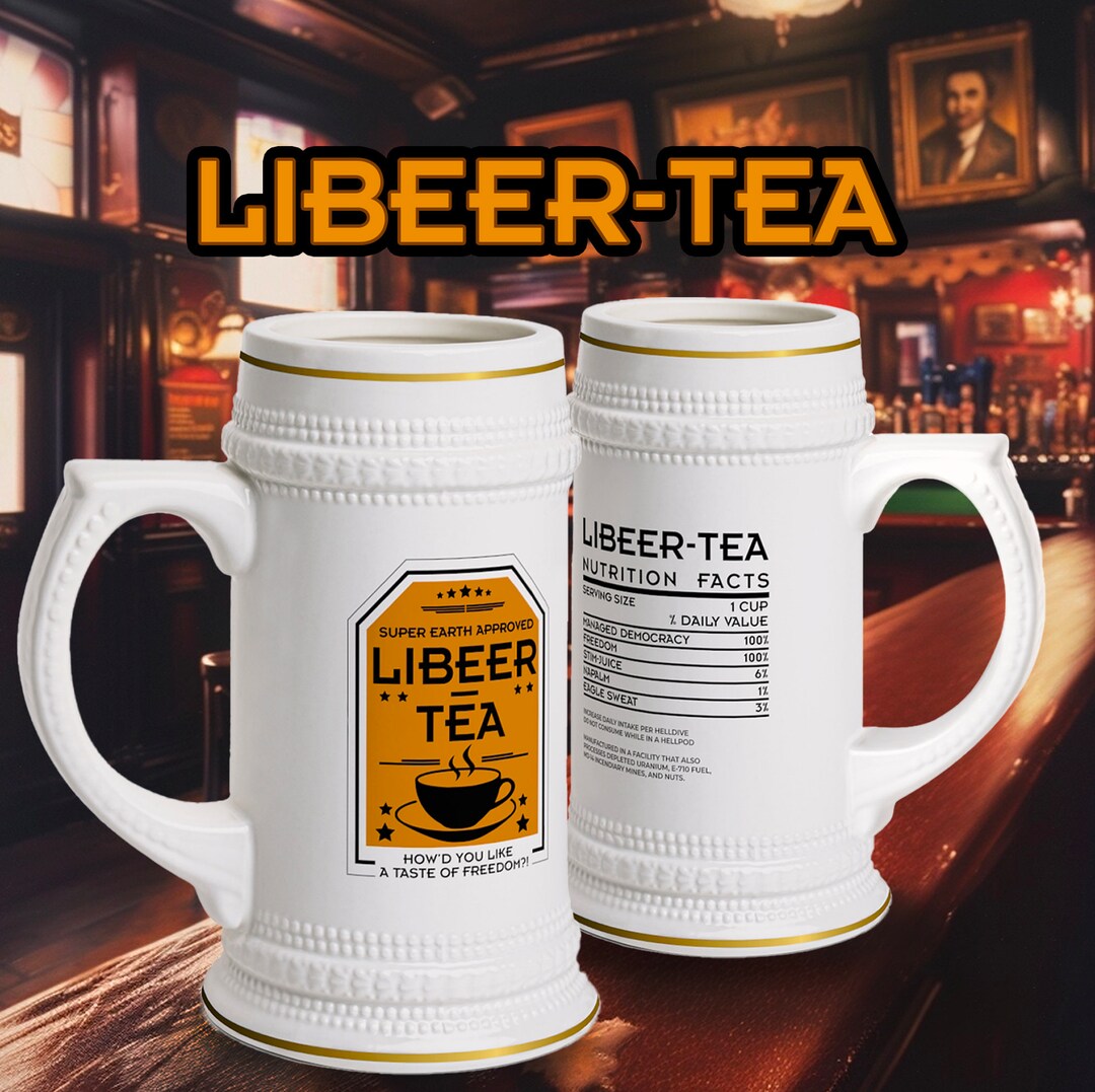Liber-tea Helldivers 2 Beer Stein Mug, Morning Cup of Liber-tea ...