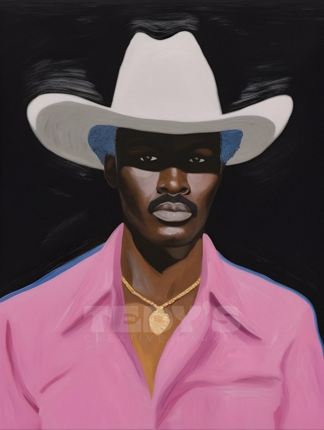 Cowboy Retro Painting Art Retro Western Print Cowboy Decor - Etsy