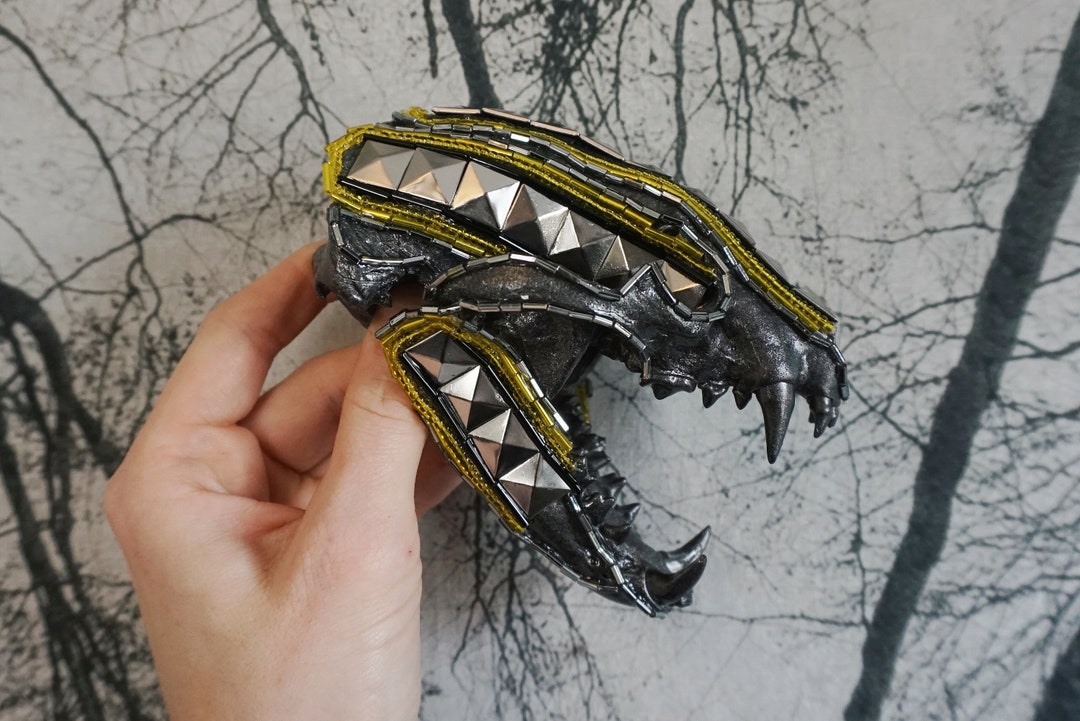 Beaded American Badger Skull Art Oddity Collectable - Etsy