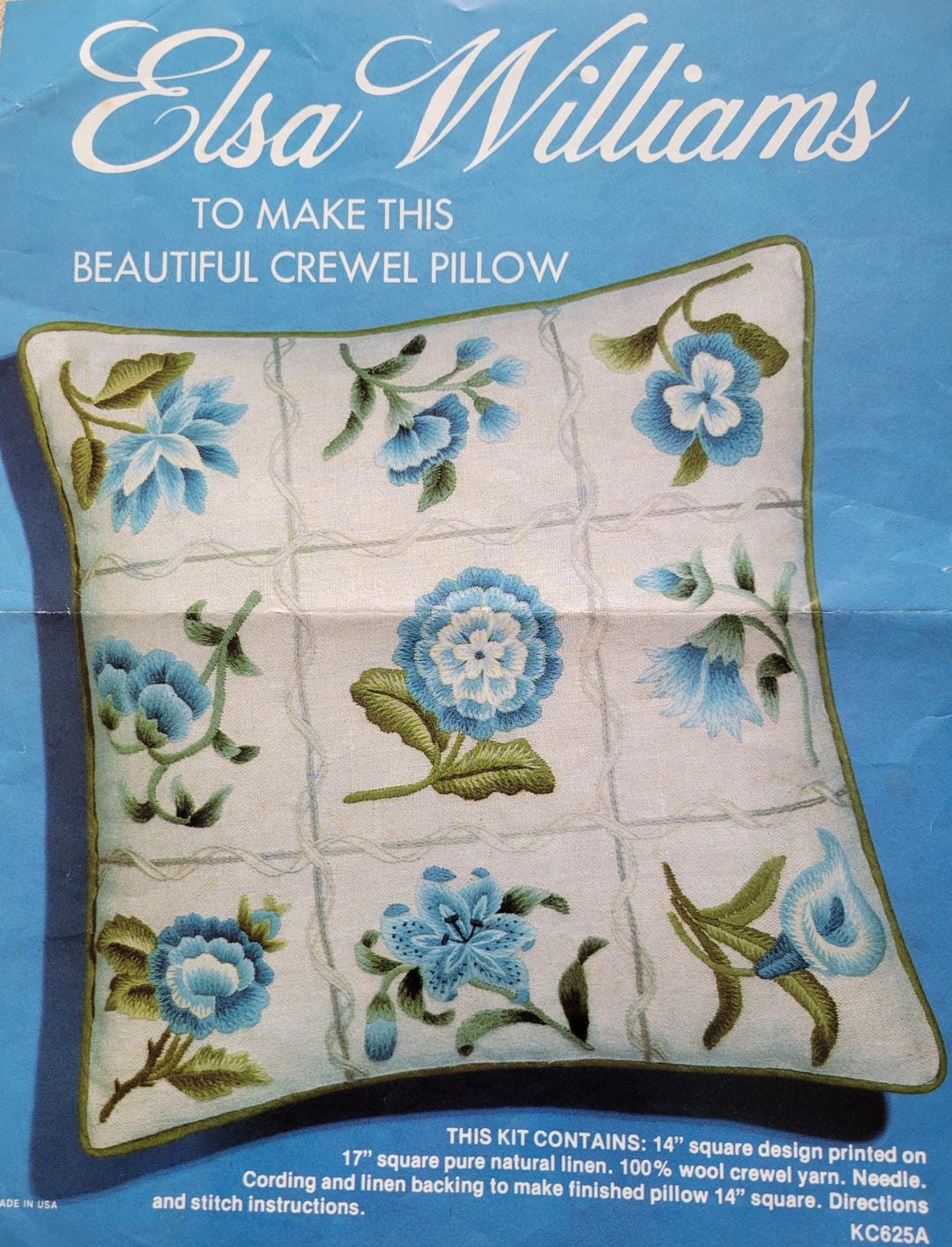 Elsa Williams Jacobean Crewel Embroidery Kit Devon Pillow Vintage ...