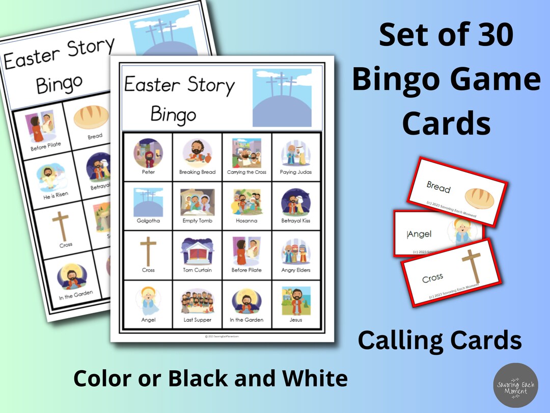 Easter Story Bible Games, Easter Story Bingo, He is Risen Church Games ...