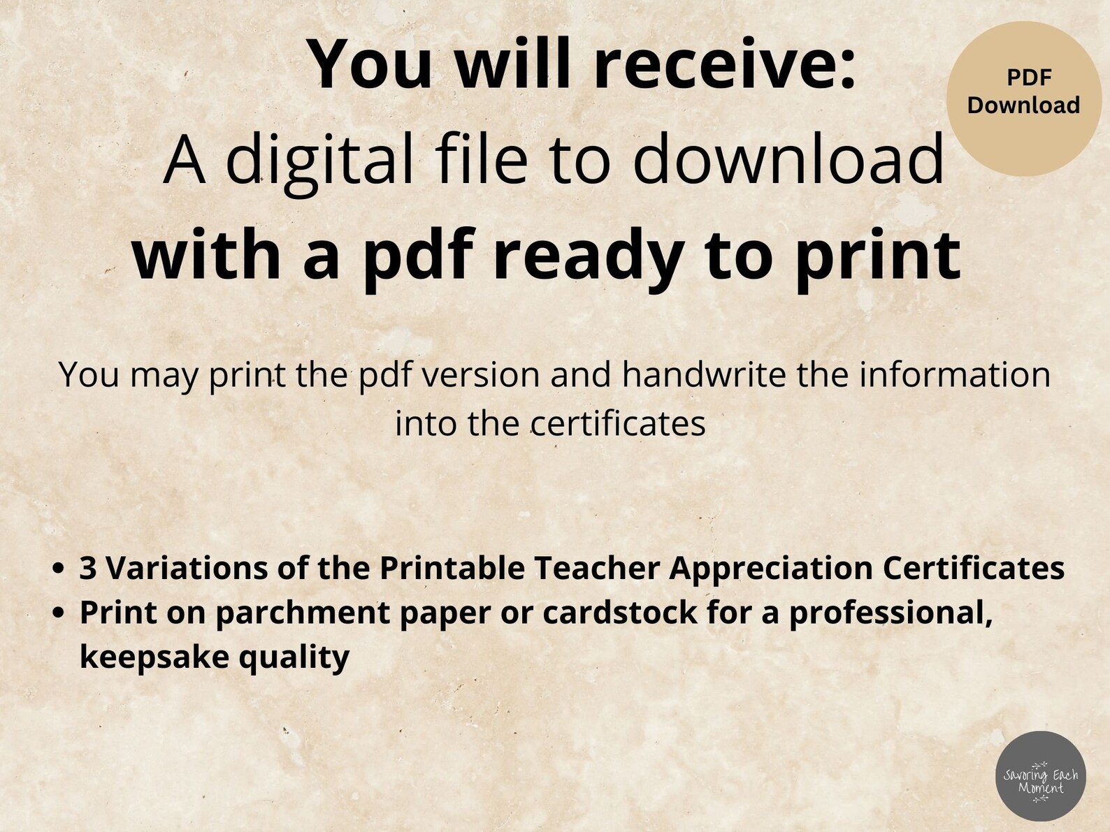 Teacher Appreciation Awards, Year End Teacher Gift, Certificate of ...