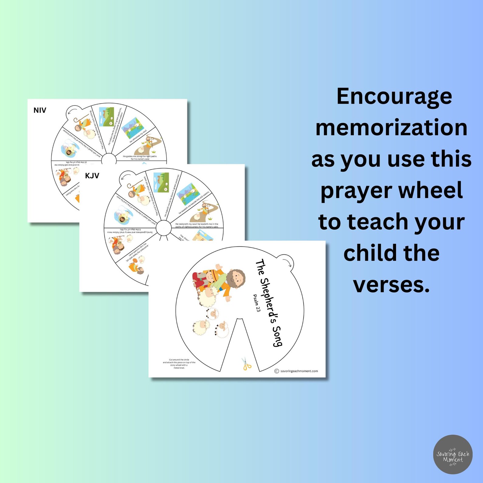 Psalms 23 Sunday School Craft, Bible Story Wheel Craft, Memory Verses ...
