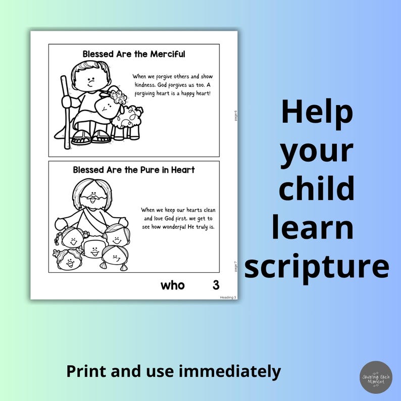 Sermon on the Mount, Beatitudes Kids Activity, Bible Verse Flip Book ...