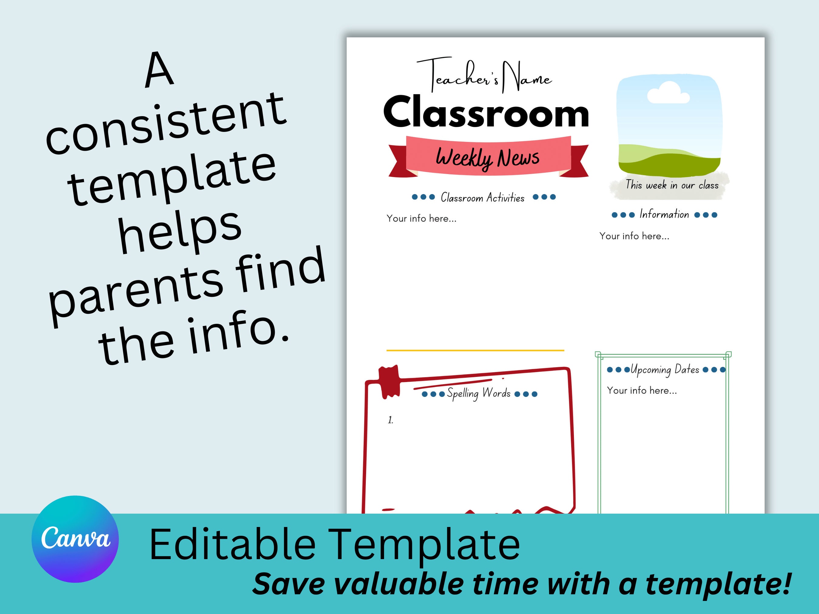 Teacher Newsletter Template Meet the Teacher Template Canva - Etsy