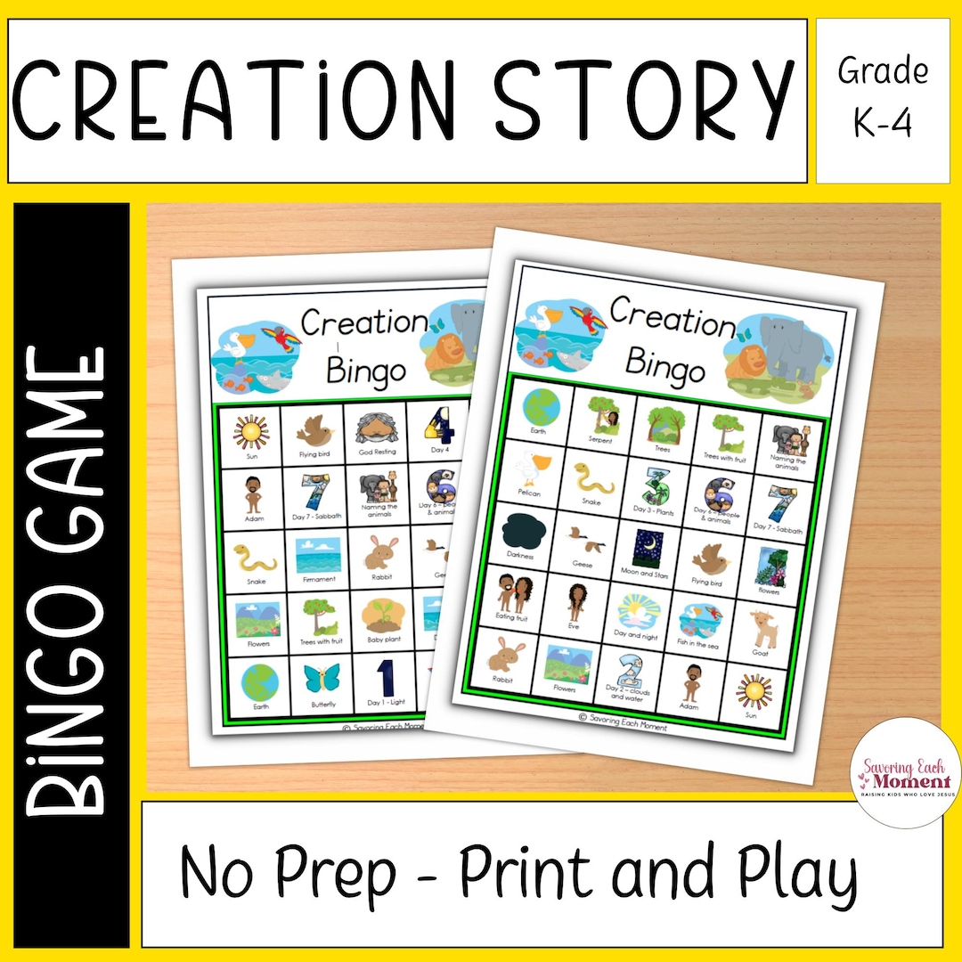 Creation Bingo Game for Kids, Creation Game, Bible Bingo Game VBS Game ...