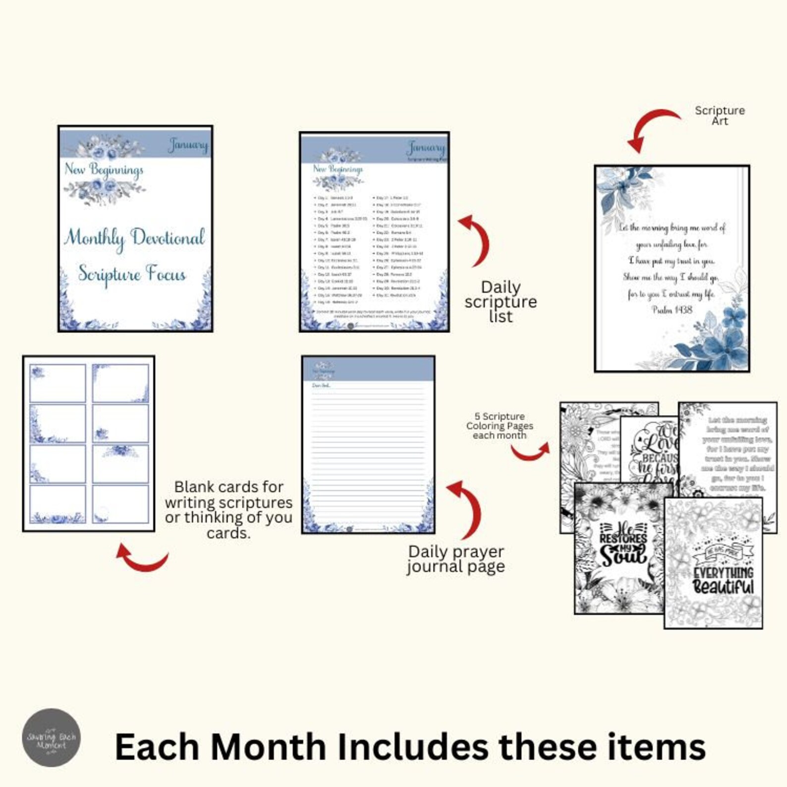 12 Month Scripture Writing Plan Monthly Bible Reading Plan Printable ...