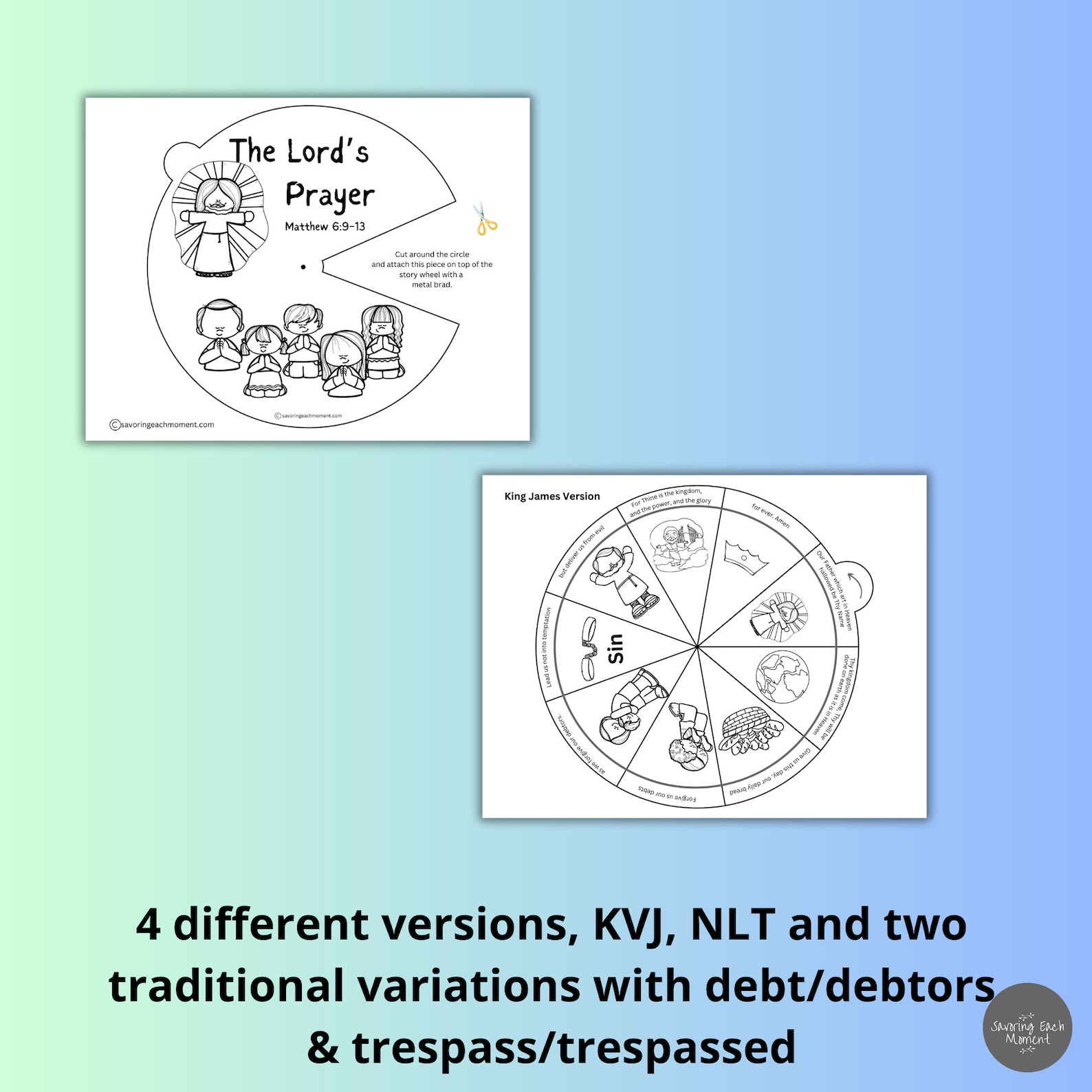 Printable Lords Prayer Wheel for Kids, Sunday School Craft, Bible Verse ...