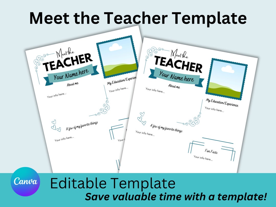 Meet the Teacher Canva Template Teacher Introduction Back to - Etsy