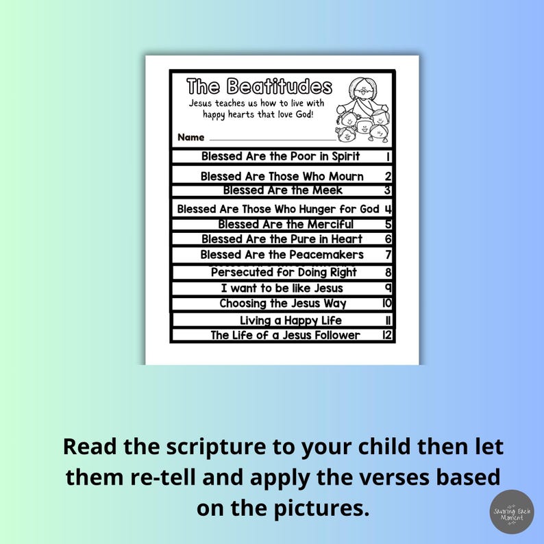 Sermon on the Mount, Beatitudes Kids Activity, Bible Verse Flip Book ...