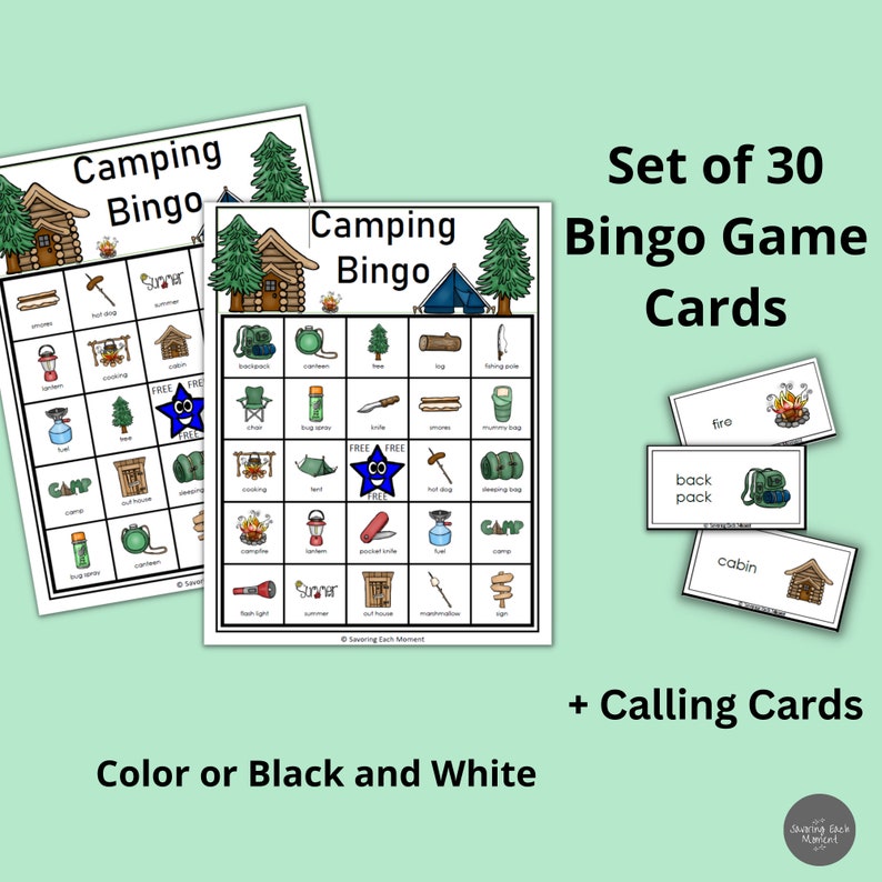Camping Bingo, Bingo Pdf Game, Party Games Ideas, Senior Citizen Game ...