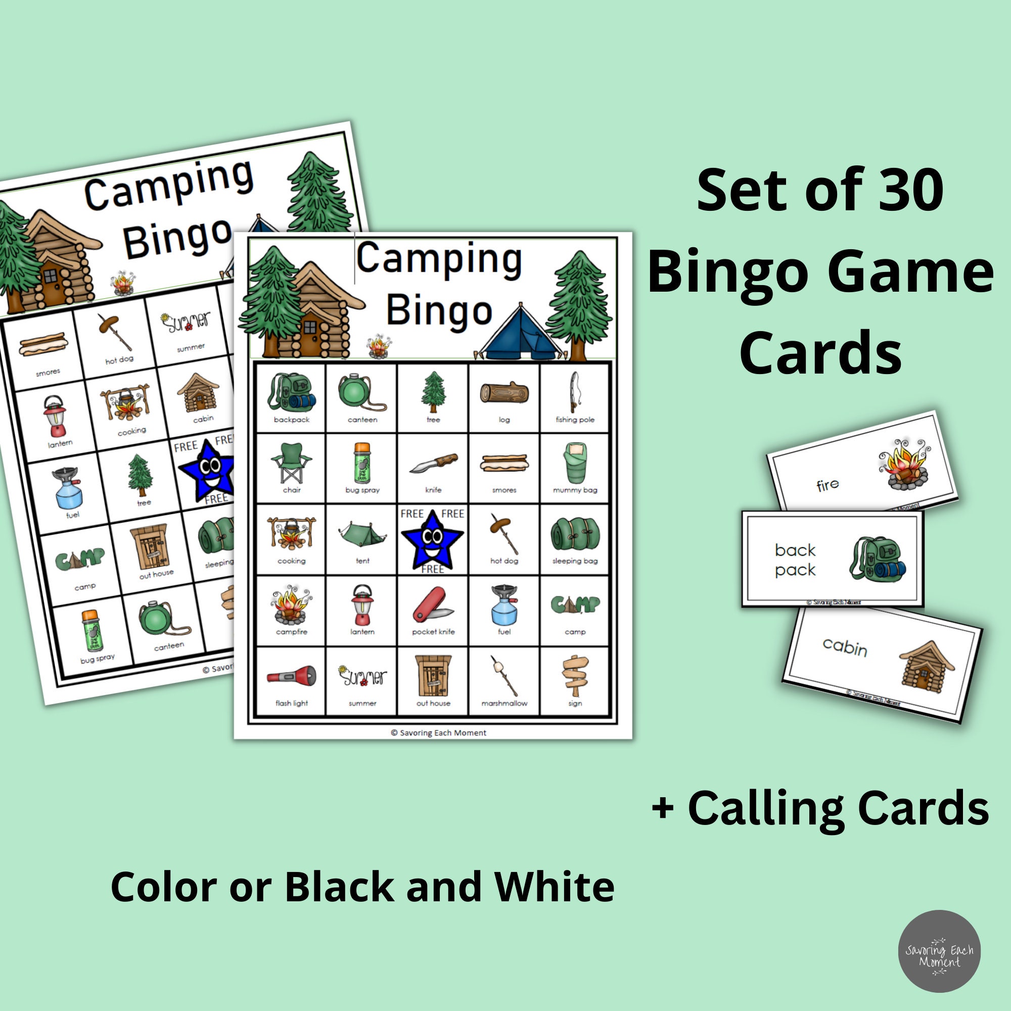 Camping Bingo, Bingo Pdf Game, Party Games Ideas, Senior Citizen Game ...