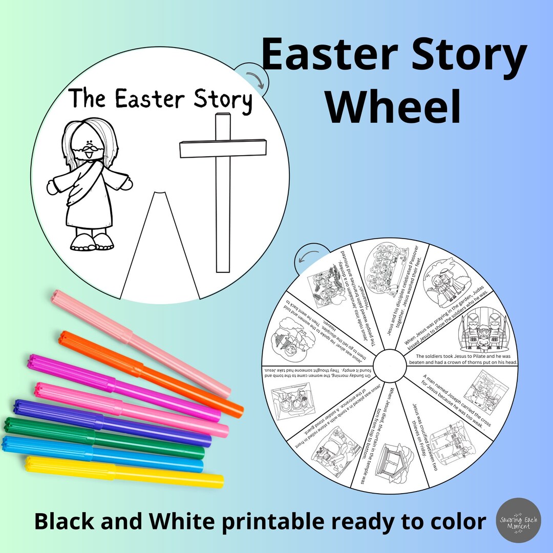 Easter Story Wheel Color Your Own Triumphal Entry Palm Sunday, Last ...