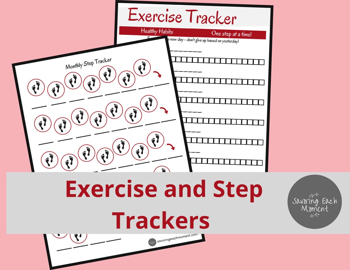Exercise and Step Tracker Printable Monthly Tracking pages | Etsy