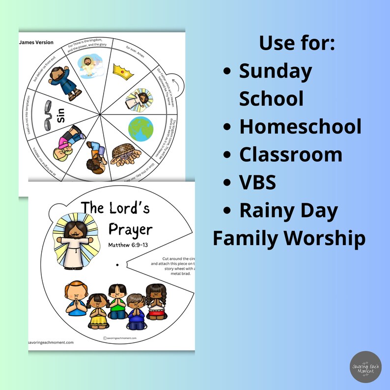 Printable Lords Prayer Wheel for Kids, Bible Activity Sheet, Lord's ...