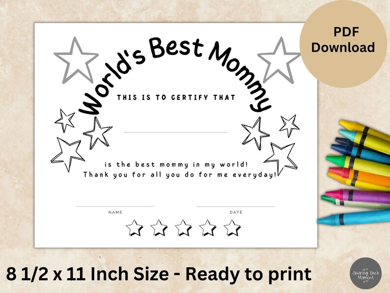 Certificado de Mejor Mamá del Mundo, Imprimible del Día de la Madre ...