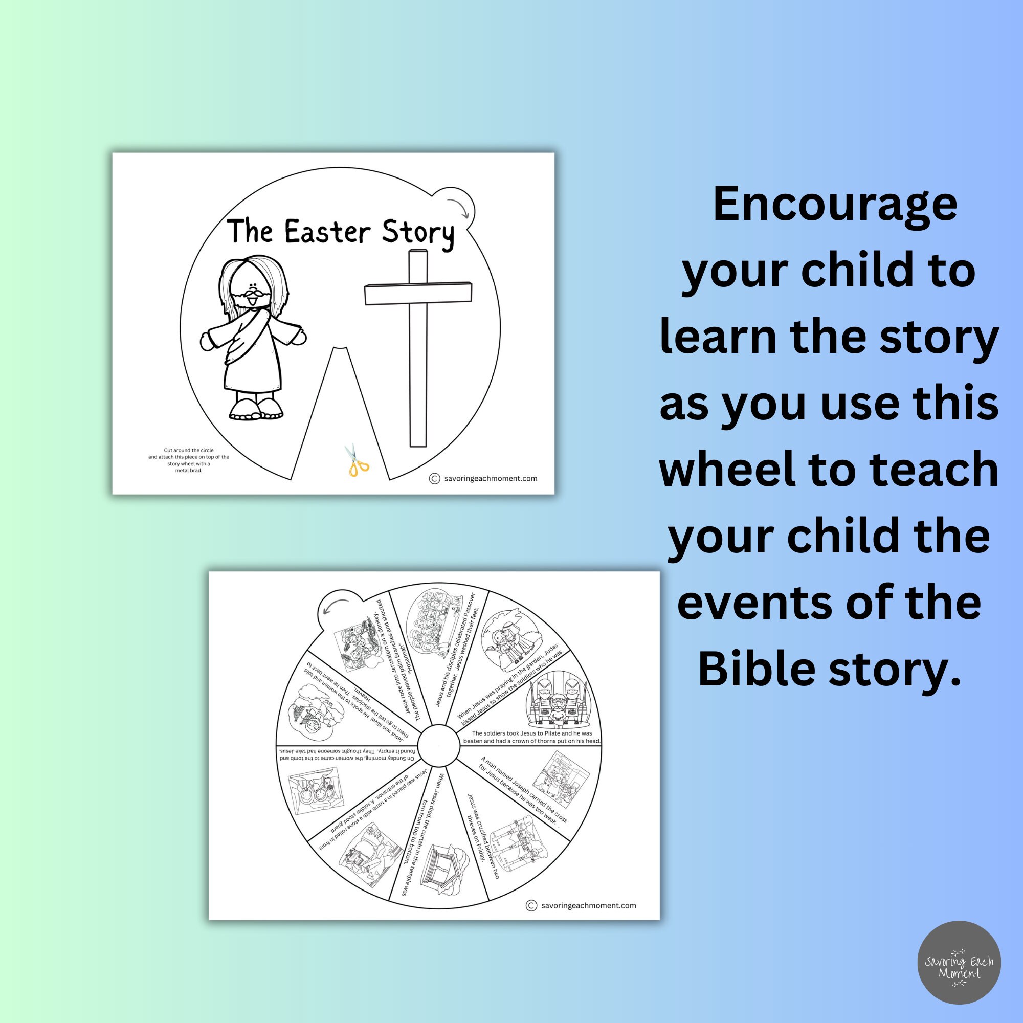 Easter Story Wheel Color Your Own Triumphal Entry Palm Sunday, Last ...