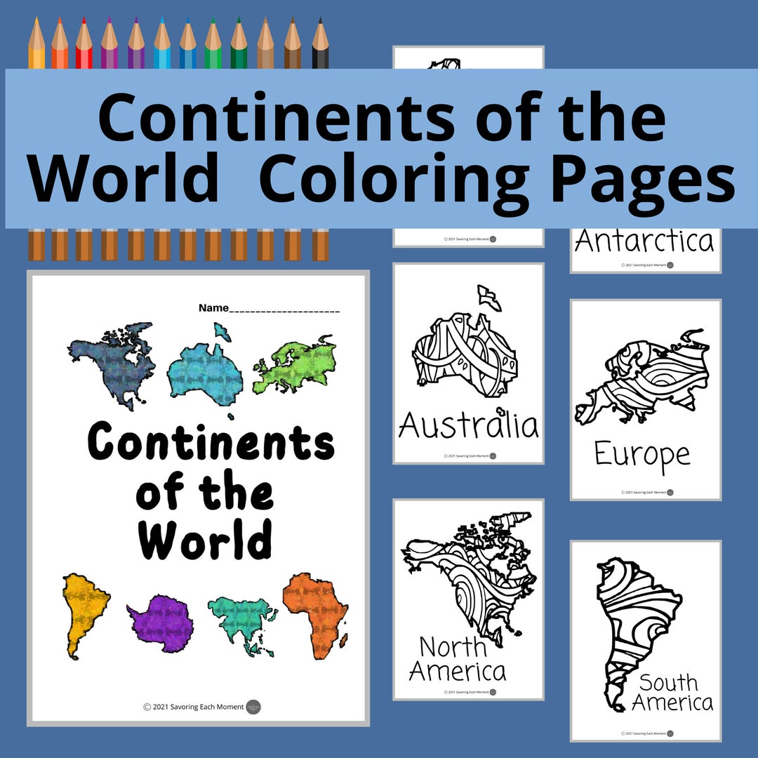 7 Continents Maps, Geography Printable, Geography Coloring Pages, 7 ...