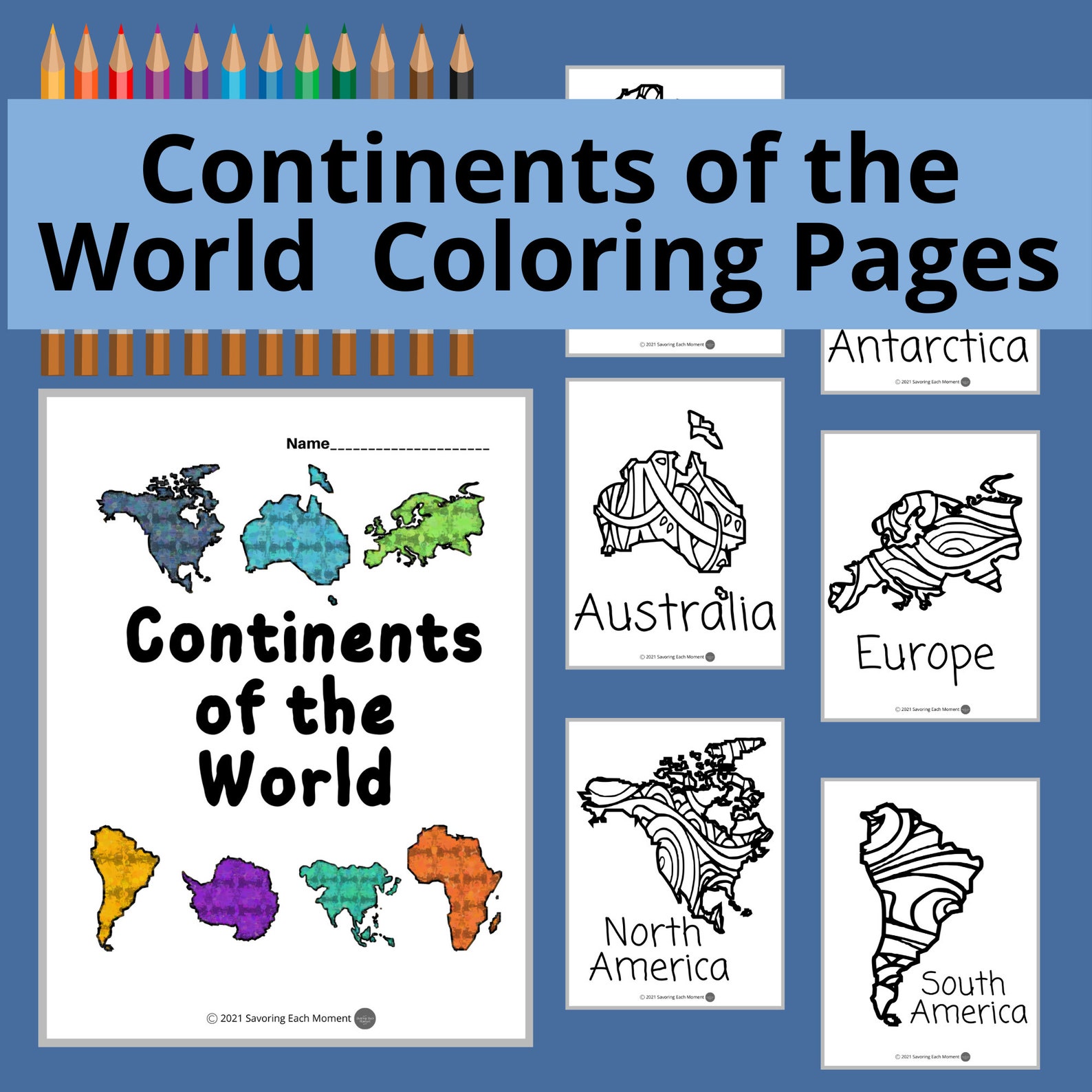 7 Continents Maps, Geography Printable, Geography Coloring Pages, 7 ...