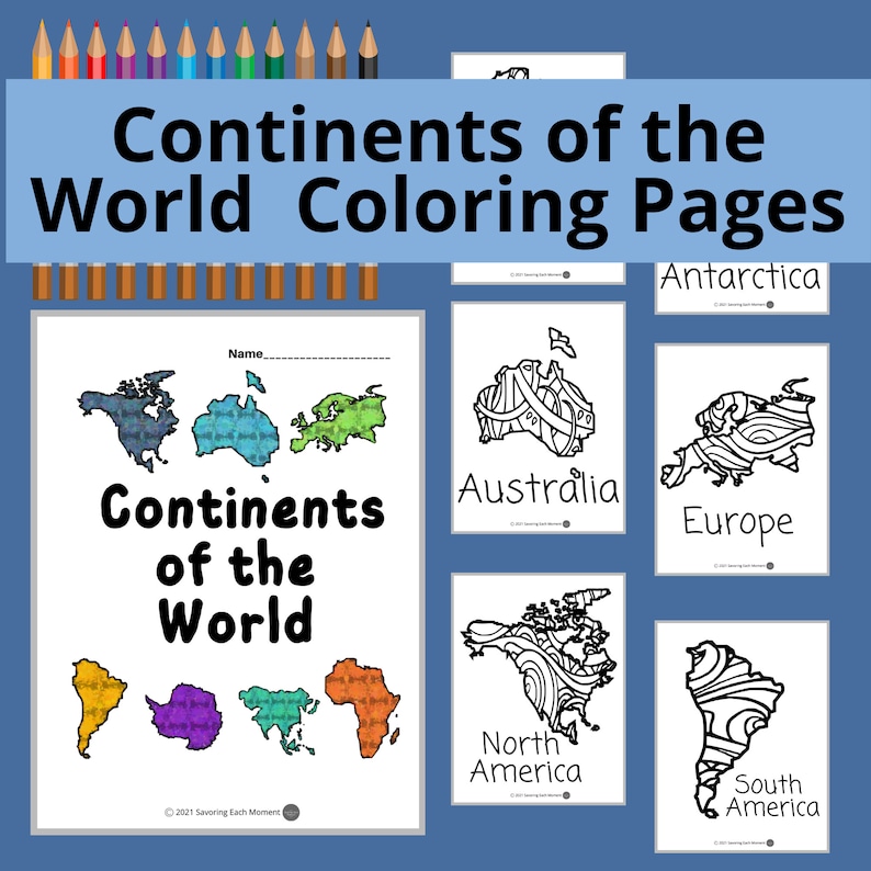 7 Continents Maps, Geography Printable, Geography Coloring Pages, 7 ...