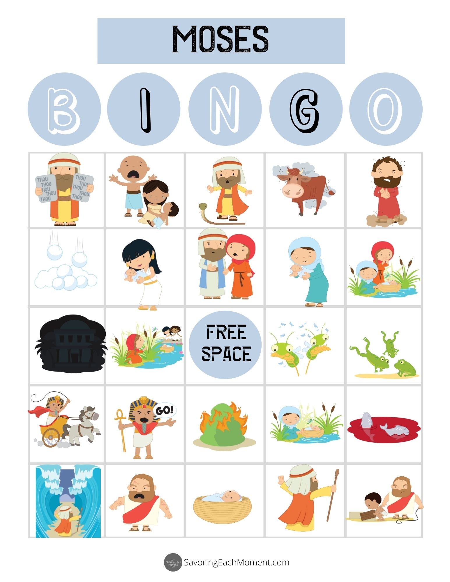 Moses Bingo Game for Kids Bible Bingo Game Printable Games for Kids ...