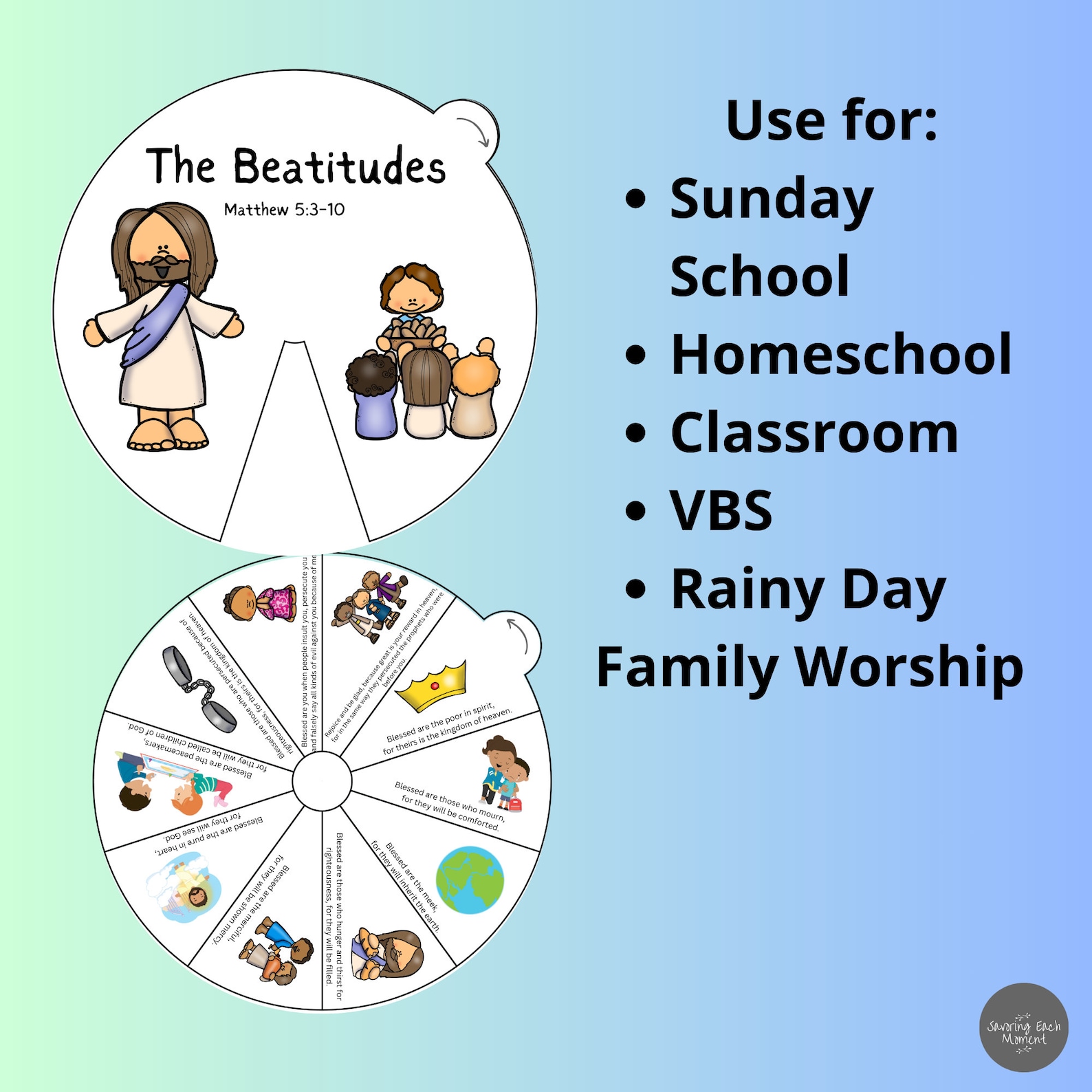 Beatitudes Bible Craft Activities, Bible Activities for Kids, Sermon on ...