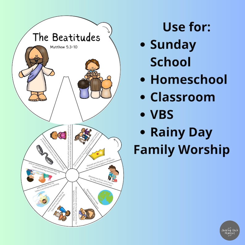 Beatitudes Bible Craft Activities, Bible Activities for Kids, Sermon on ...