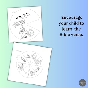 John 3:16 Sunday School Craft, Coloring Wheel, Printable Bible Activity ...
